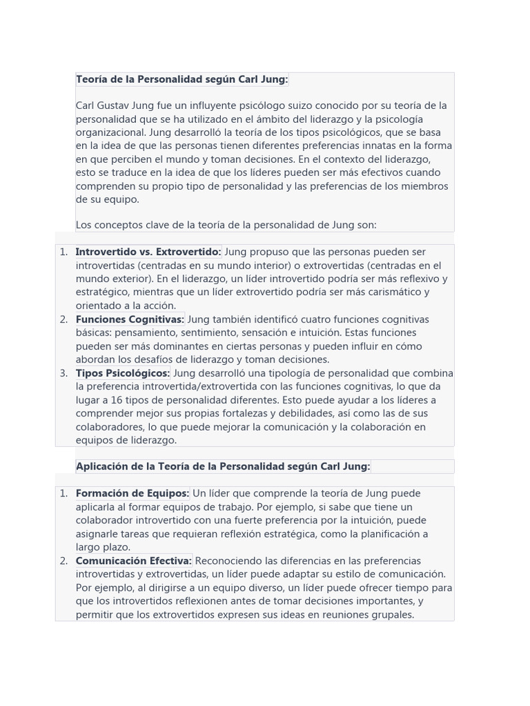Teoría De La Personalidad Pdf Liderazgo Psicología De La Personalidad