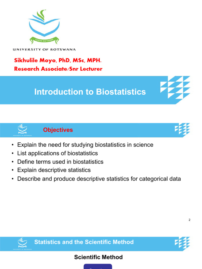 Lecture 1 - IntrotoBiostats - 1 | PDF | Statistics | Mean