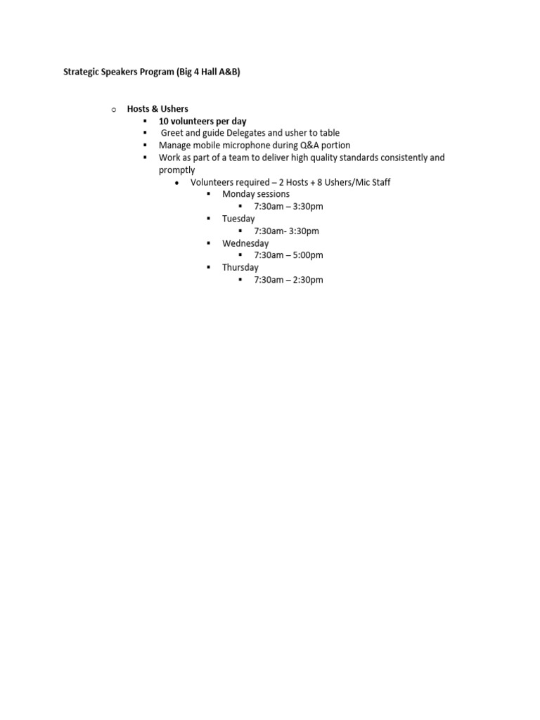 Strategic Technical Speakers Program Job Descriptions | PDF