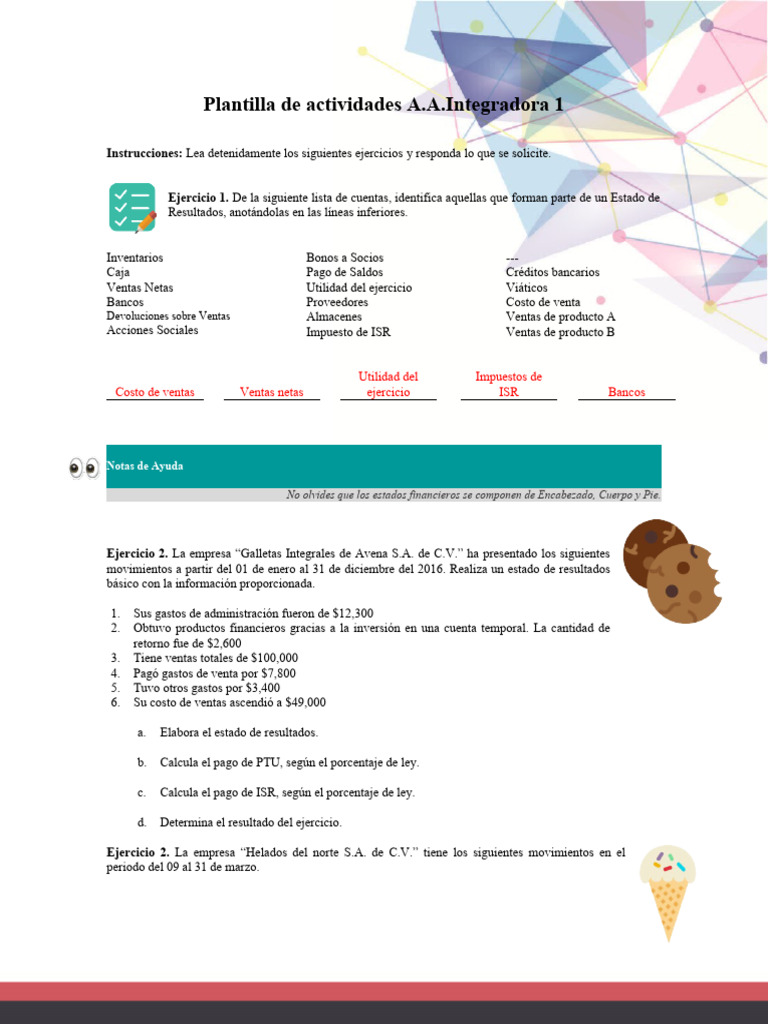 Plantilla de Actividades A.A.Integradora1 | PDF | Finanzas y dinero