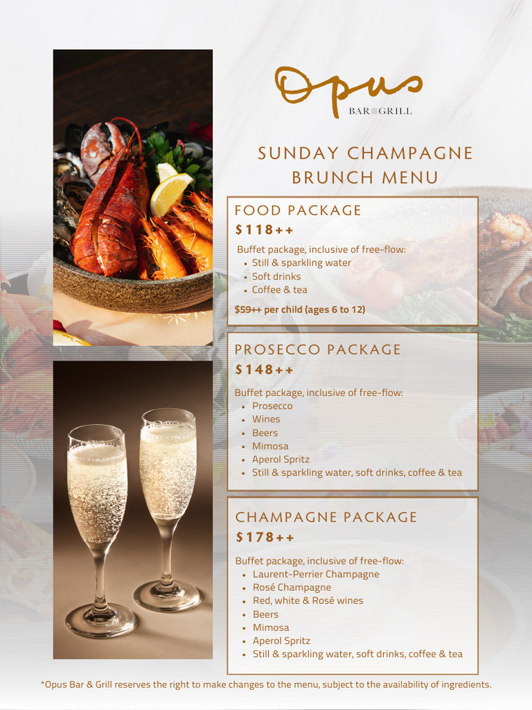 Sunday Champagne Brunch Menu | PDF | Cooking, Food & Wine