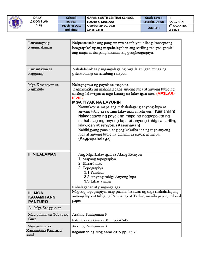 APAN-3 Q1 WK8 DLP Cctober-19-20-2023 | PDF