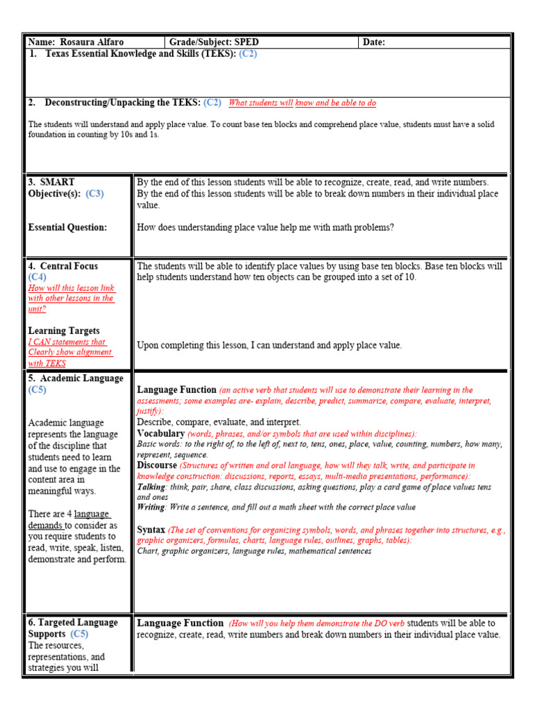 Edtpa Lesson Plan Guide LPG 1 | PDF