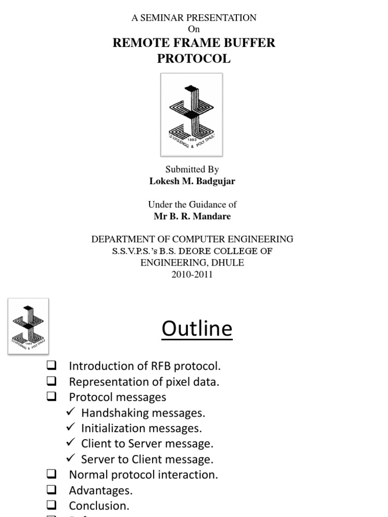 Remote Frame Buffer Protocol: A Seminar Presentation On | PDF | Server ...