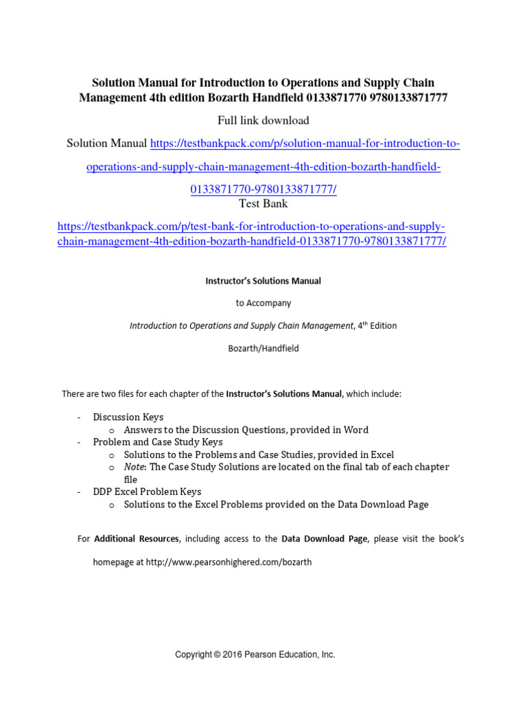 Solution Manual For Introduction To Operations and Supply Chain ...