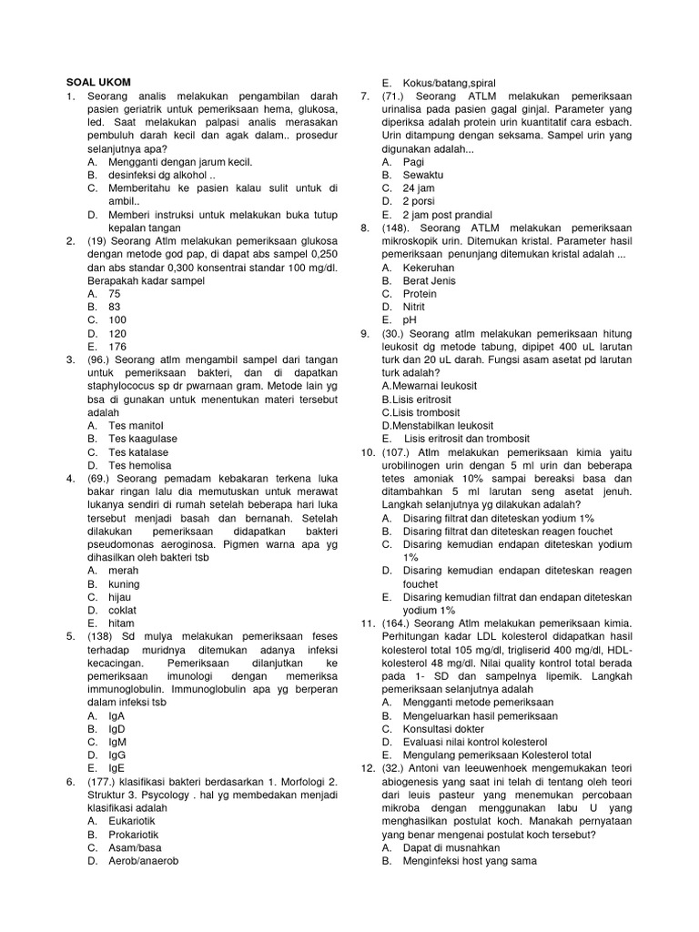 Soal UKOM Gabungan 117 126 | PDF