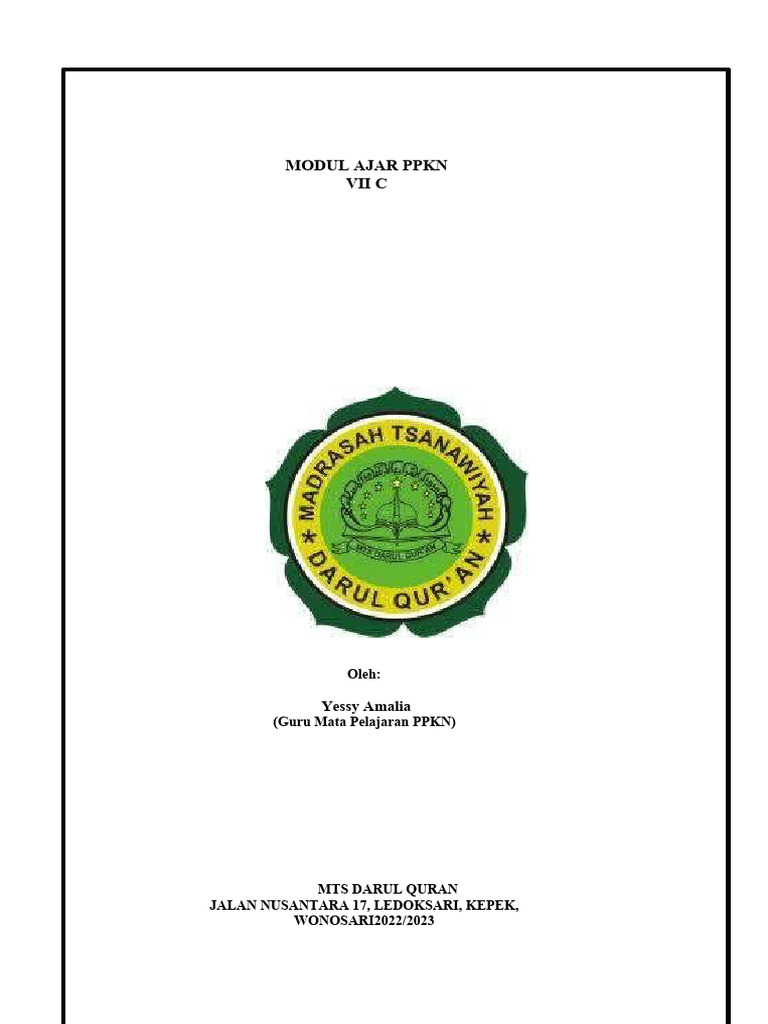 PKN Modul Ajar Kls 7 | PDF