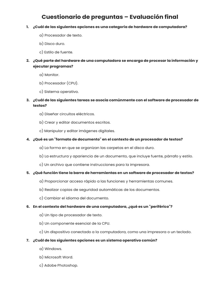 Cuestionario de Preguntas-Final | PDF