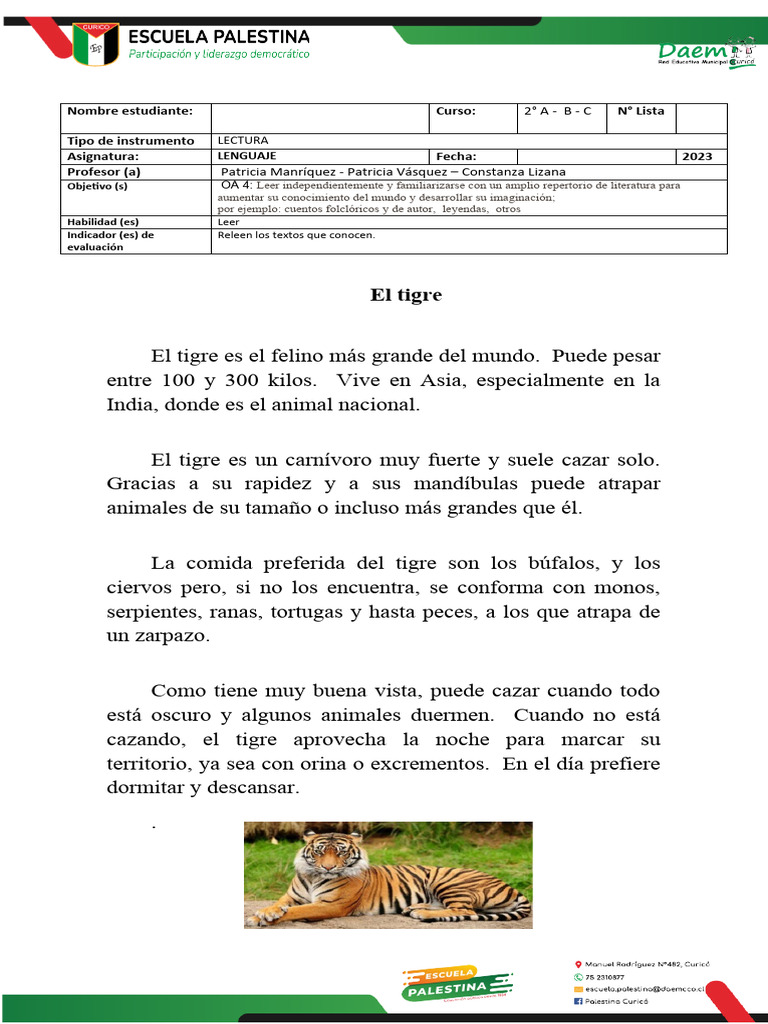 Lectura El Tigre Pdf