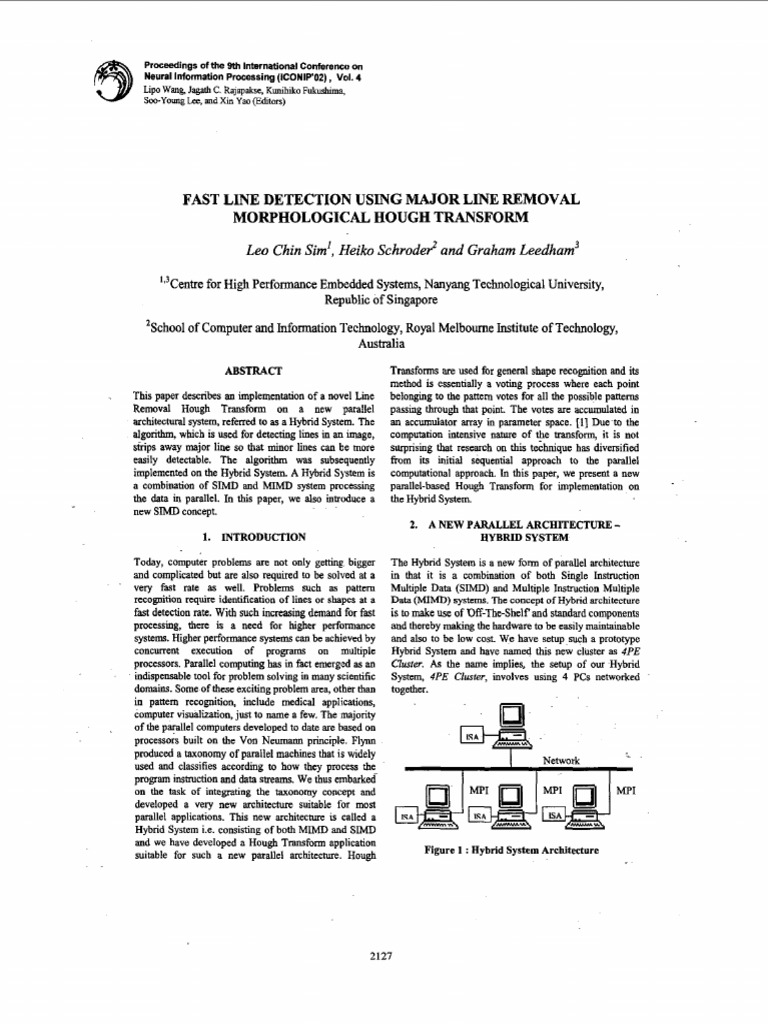 Fast Line Detection Using Major Line Removal Morphological Hough | PDF