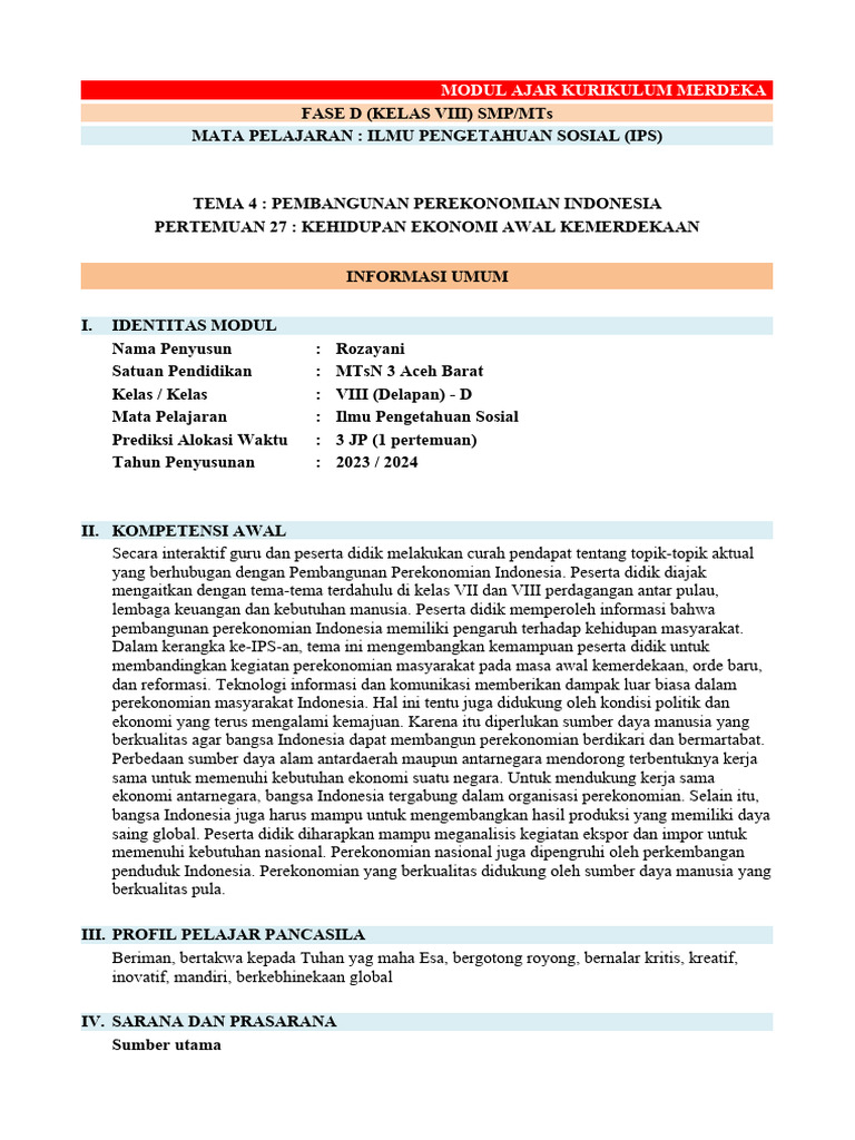 Modul IPS Kls 8 Tema 4 | PDF