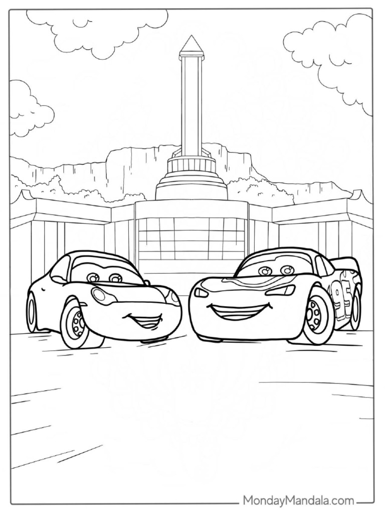 McQueen and Sally in Radiator Springs Coloring Sheet | PDF McQueen and Sally in Radiator Springs Coloring Sheet | PDF