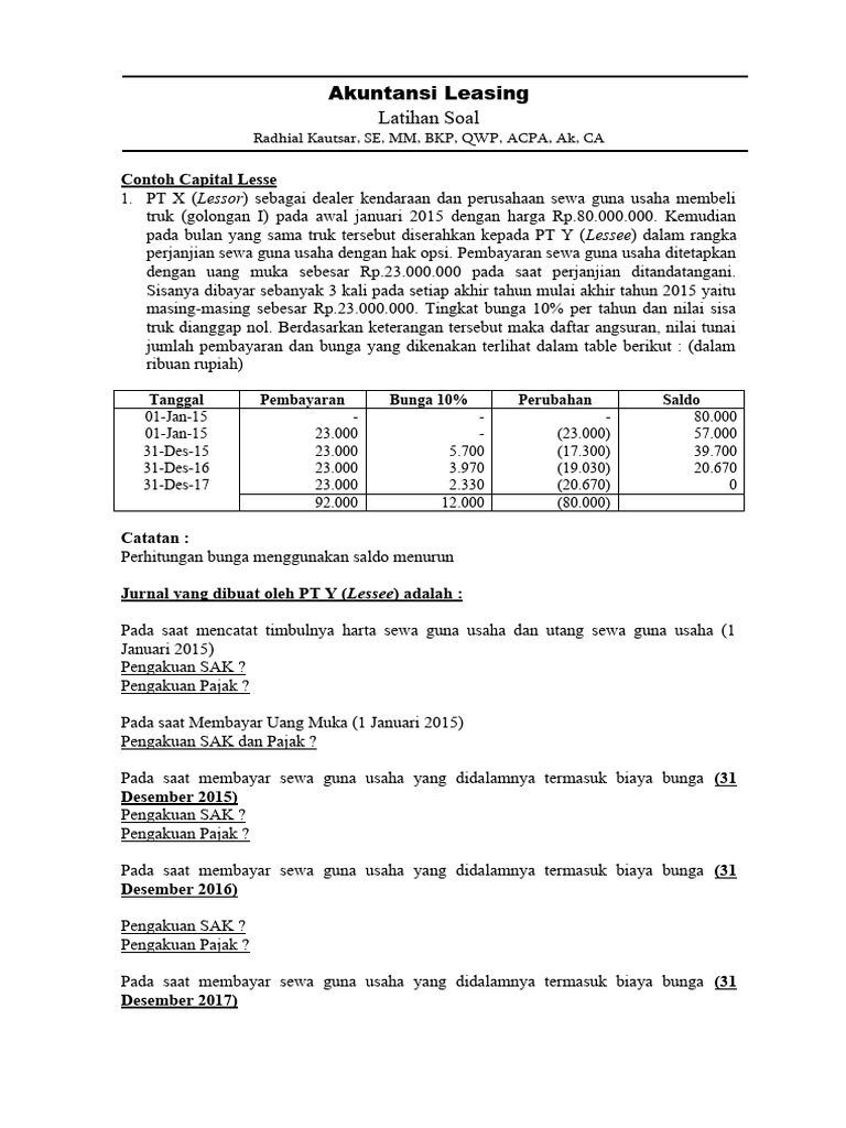 24b. Soal Akuntansi Leasing | PDF
