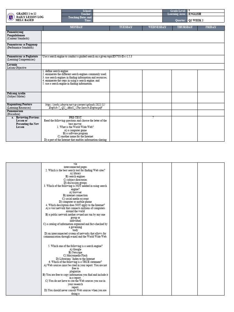 Melc DLL Eng 7 Week 2 Q2 Done | PDF