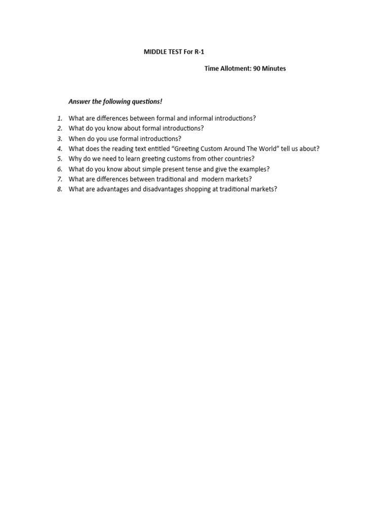 English Middle Test For R-1 | PDF