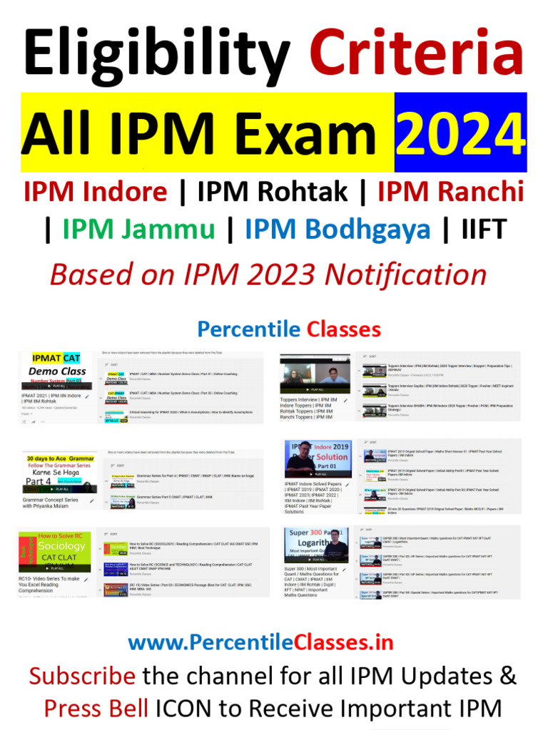 Eligibility Criteria For All IPM 2024 (Expected) | PDF | Educational Institutions | Schools