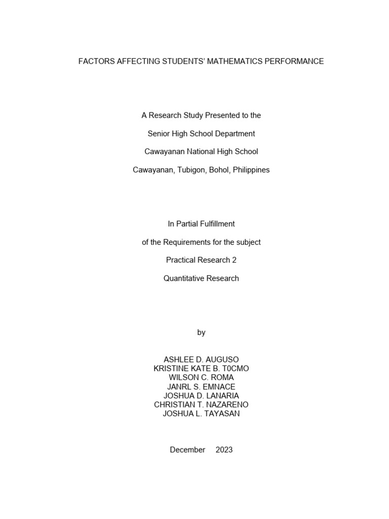 Factors Influencing Math Performance | PDF | Science & Mathematics