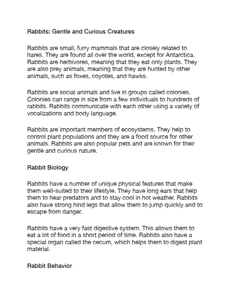 Rabbit | PDF | Rabbit | Predation