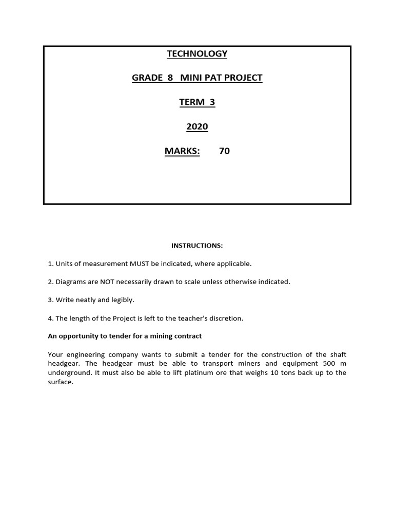 Grade 8 Tech Mini Pat | Download Free PDF | Mining Grade 8 Tech Mini Pat | Download Free PDF | Mining