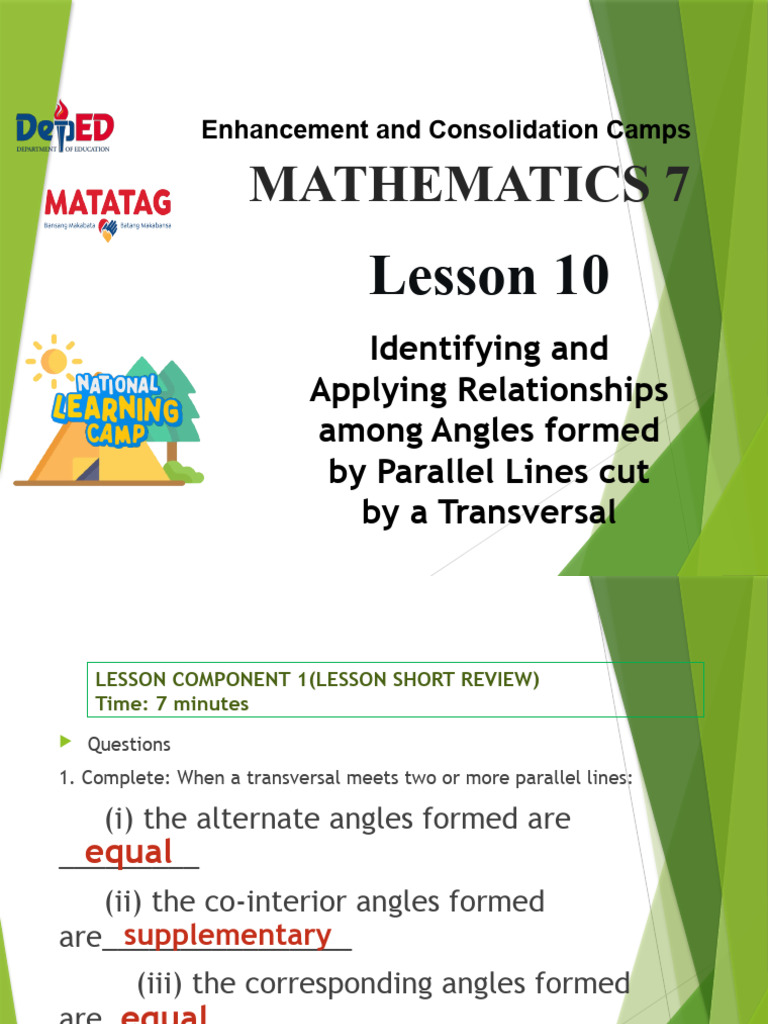Math 7 - Lesson 10 | PDF | Euclid | Geometry