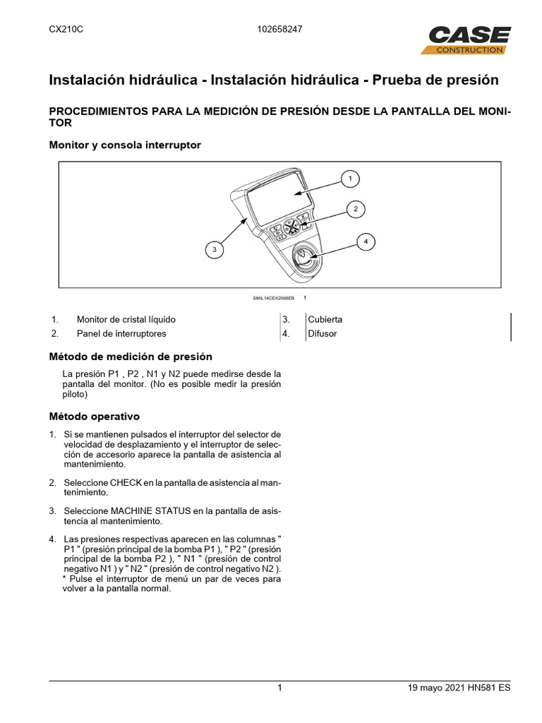 Pruebas de Presiones cx210c | Descargar gratis PDF | Presión | Pascal (Unidad)