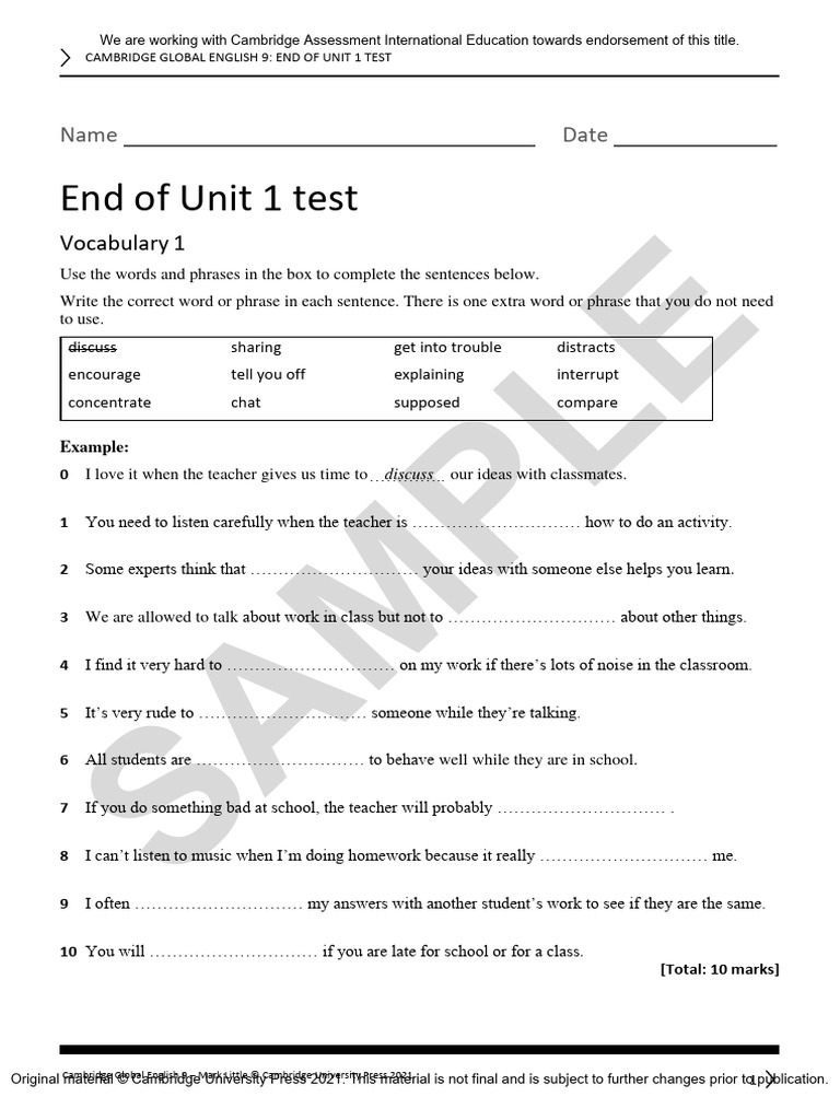 04 GE TR9 End of Unit Tests | PDF