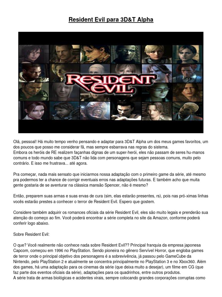 Resident Evil: Adaptação para 3D&T | PDF