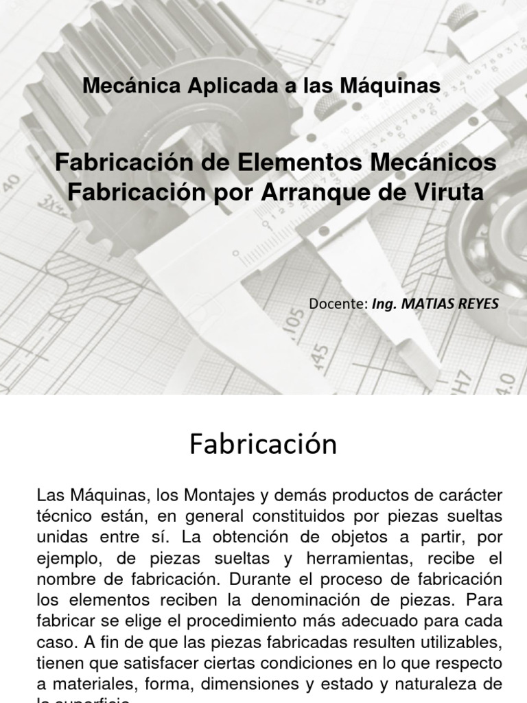 MaM 2021 - Unidad 12 - Procesos de Fabricación de Elementos Mecánicos | PDF