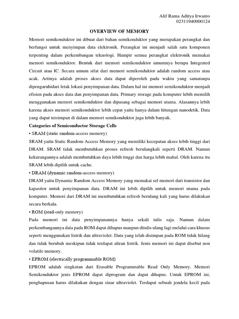 Alif Rama Aditya Irwanto - Review Memories | PDF