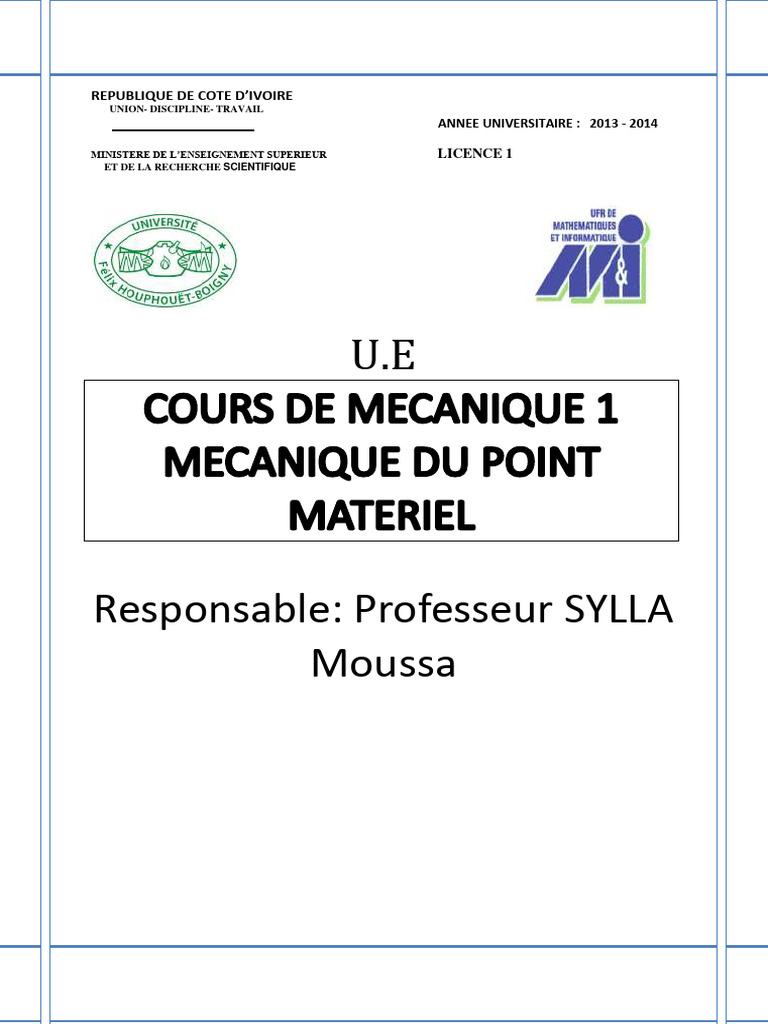 Cours Meca - Avril 014 | PDF