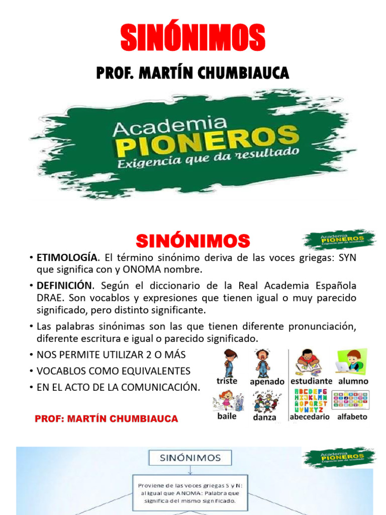 Sinónimos PDF Desarrollado | PDF | Artes del Lenguaje y Comunicación ...