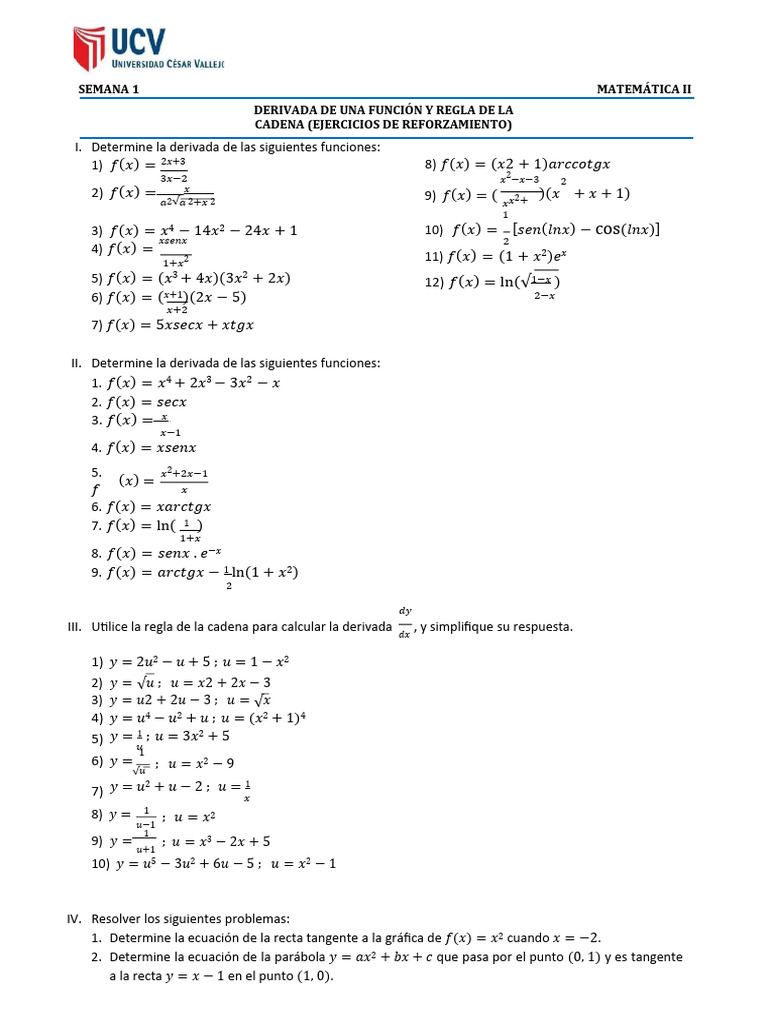 Matematica Ejercicios Derivadas | PDF