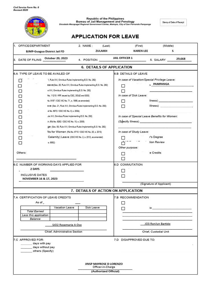 Leave Application Form Guidelines | PDF