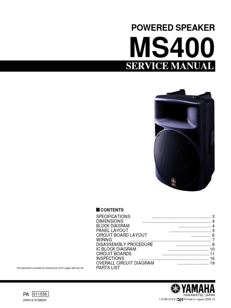 Yamaha MS 400 Service Manual Cópia | PDF