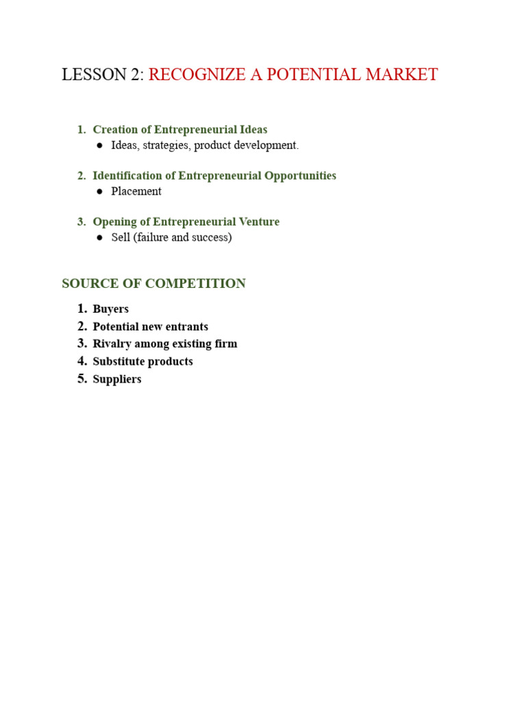 Recognize A Potential Market | PDF | Business | Finance & Money Management