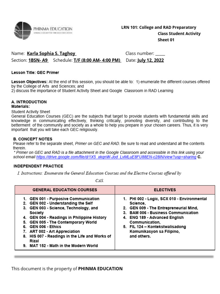 LRN Module 01 (Done) | PDF | Career & Growth | Wellness