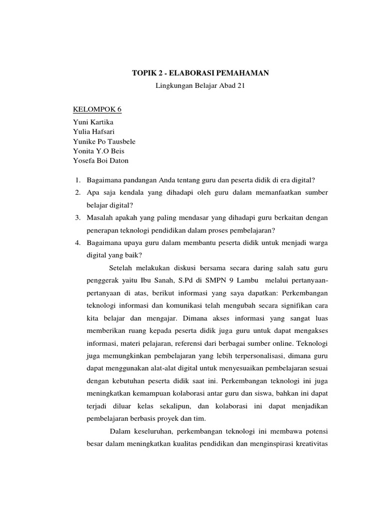 Topik 2 Elaborasi Pemahaman | PDF