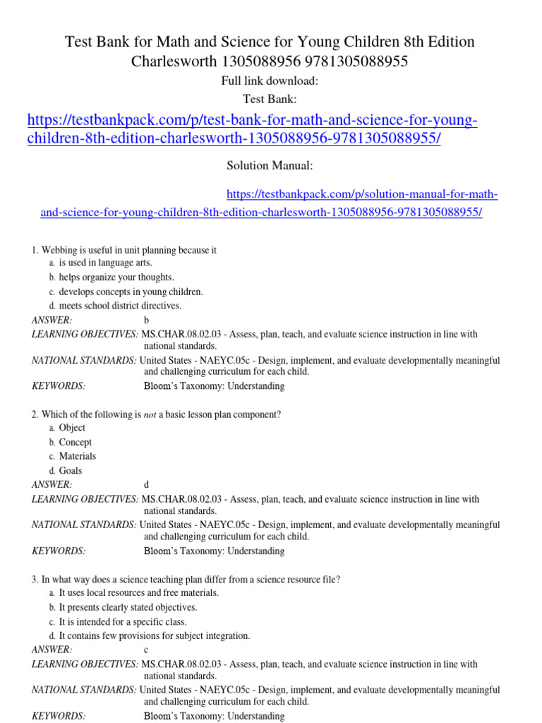 Test Bank For Math and Science For Young Children 8th Edition ...