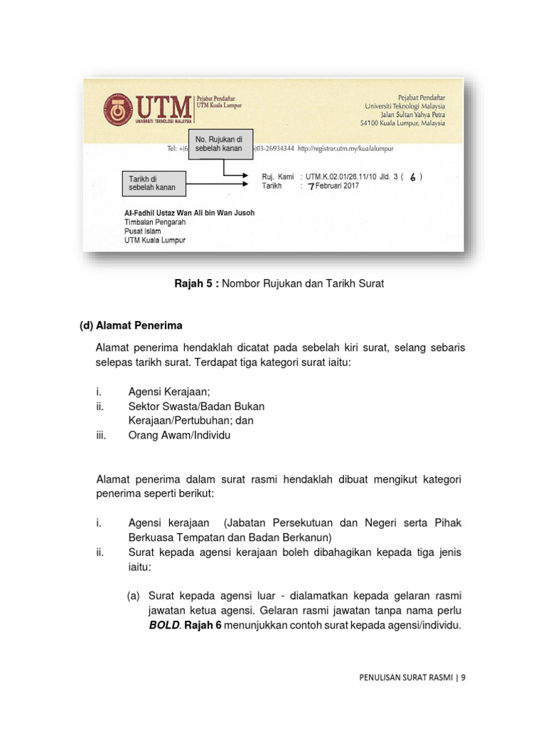 Nombor Rujukan Dan Tarikh Surat | PDF