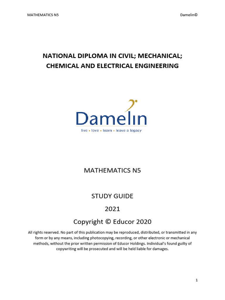Mathematics n5 - Study Guide 2021 (Damelin) | Download Free PDF ...