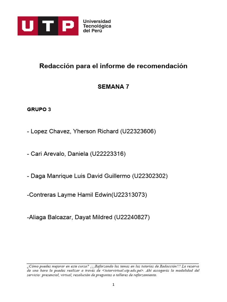 Formato de Esquema y Informe de Recomendación Version Preliminar PC1 | PDF | Crecimiento ...