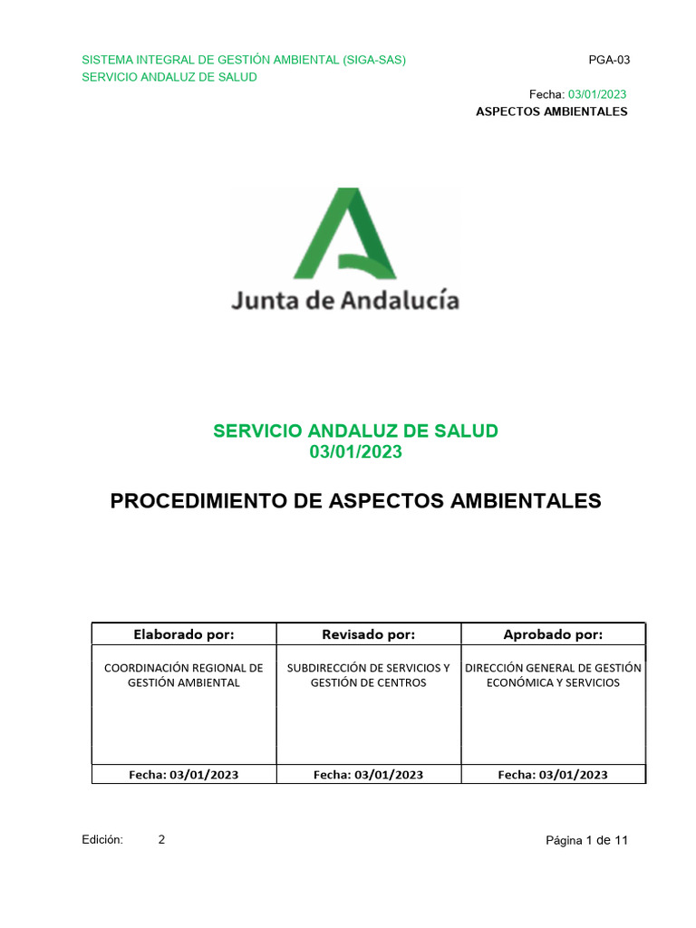 Procedimiento de Aspectos Ambientales | PDF | Tecnología