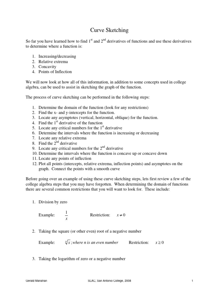 Math1325 Curve Sketching | PDF Math1325 Curve Sketching | PDF