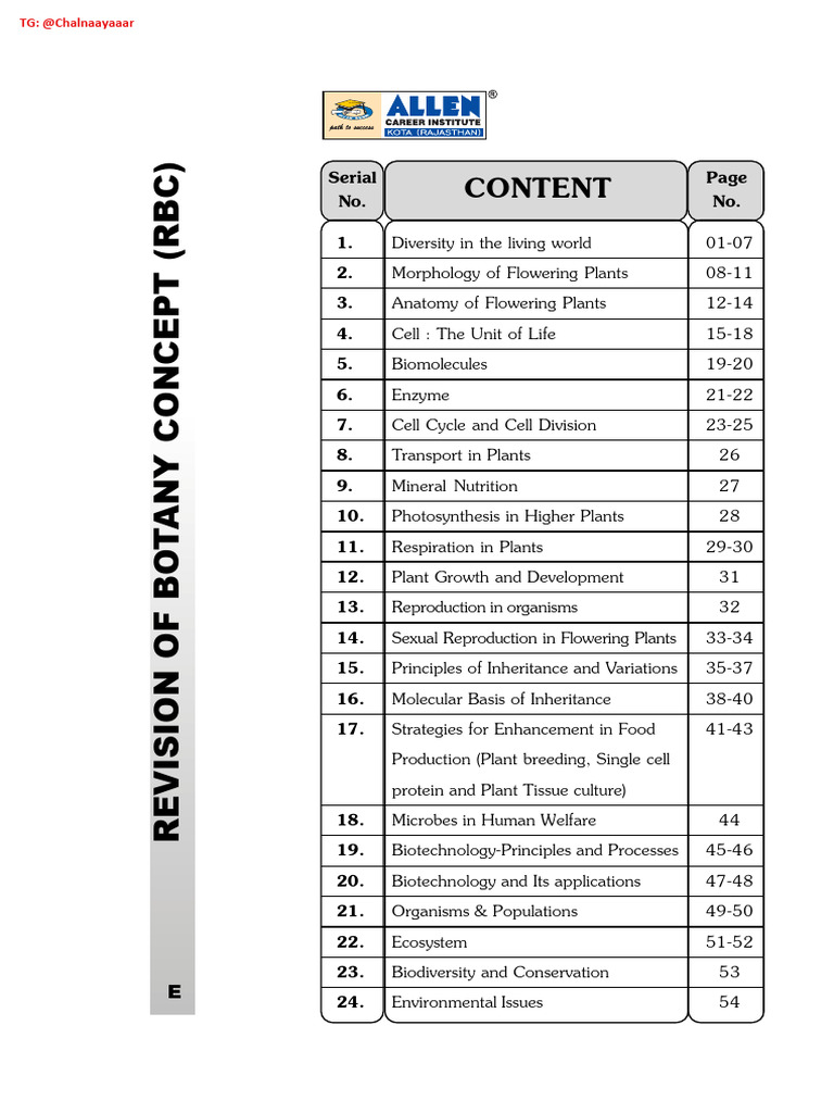 Revision of Botany Concepts | PDF Revision of Botany Concepts | PDF