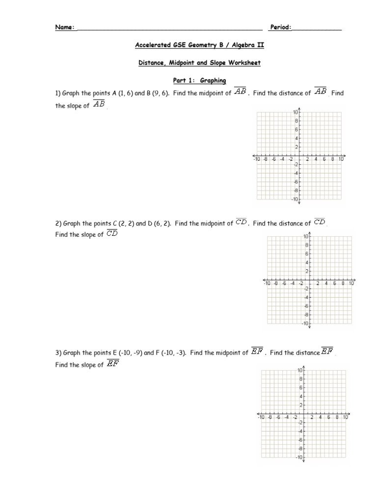 Slope Distance Midpoint Practice | PDF | Teaching Methods & Materials