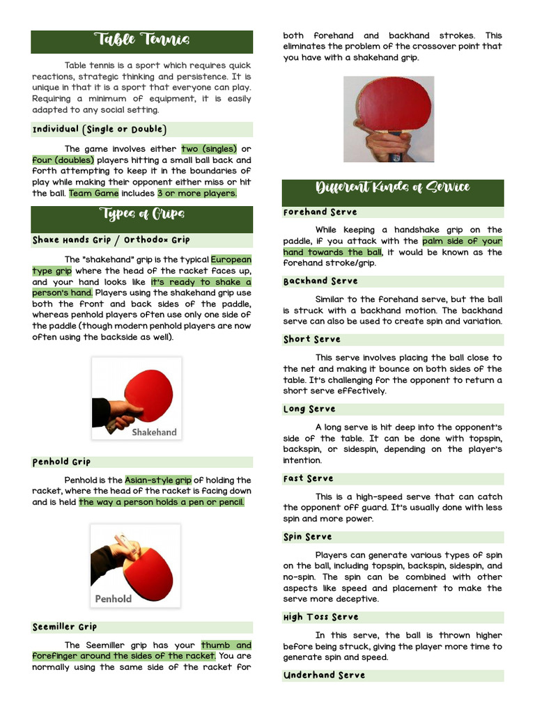 Table Tennis | PDF