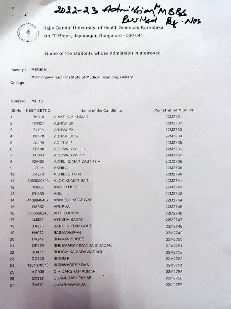 Revised Regn Numbers | PDF