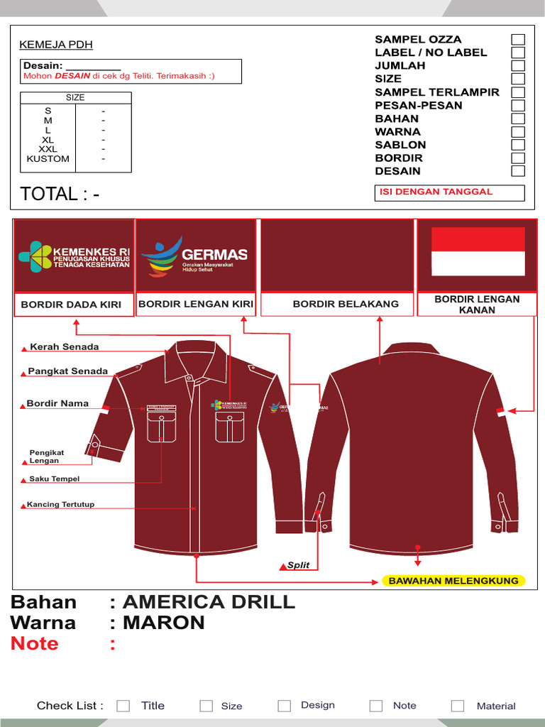 Template Vector Kemeja Baju PDH | PDF
