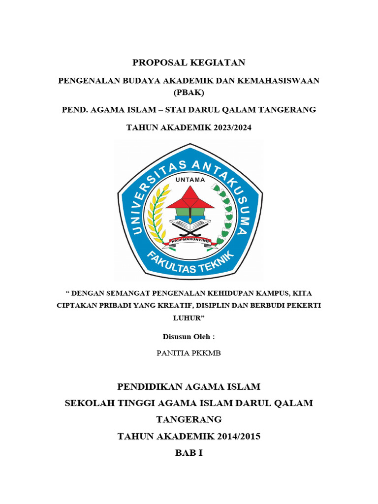 Proposal PKKMB Fakultas Teknik Universit | PDF | Seni