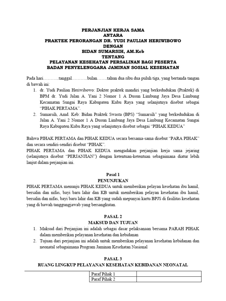 Perjanjian Kerja Sama Pdf